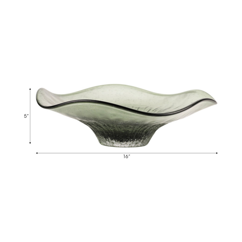 Brayden Studio® 16" Inmar Green Glass Bowl & Reviews | Joss & Main